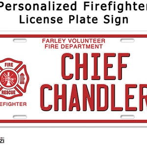 Firefighter Personalized License Plate Aluminum Sign Fireman ...