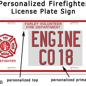 Firefighter Personalized License Plate Aluminum Sign Fireman ...