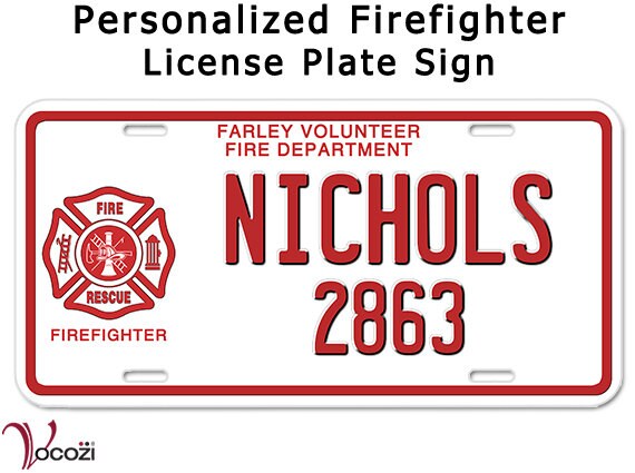 Firefighter Personalized License Plate Aluminum Sign Fireman - Etsy