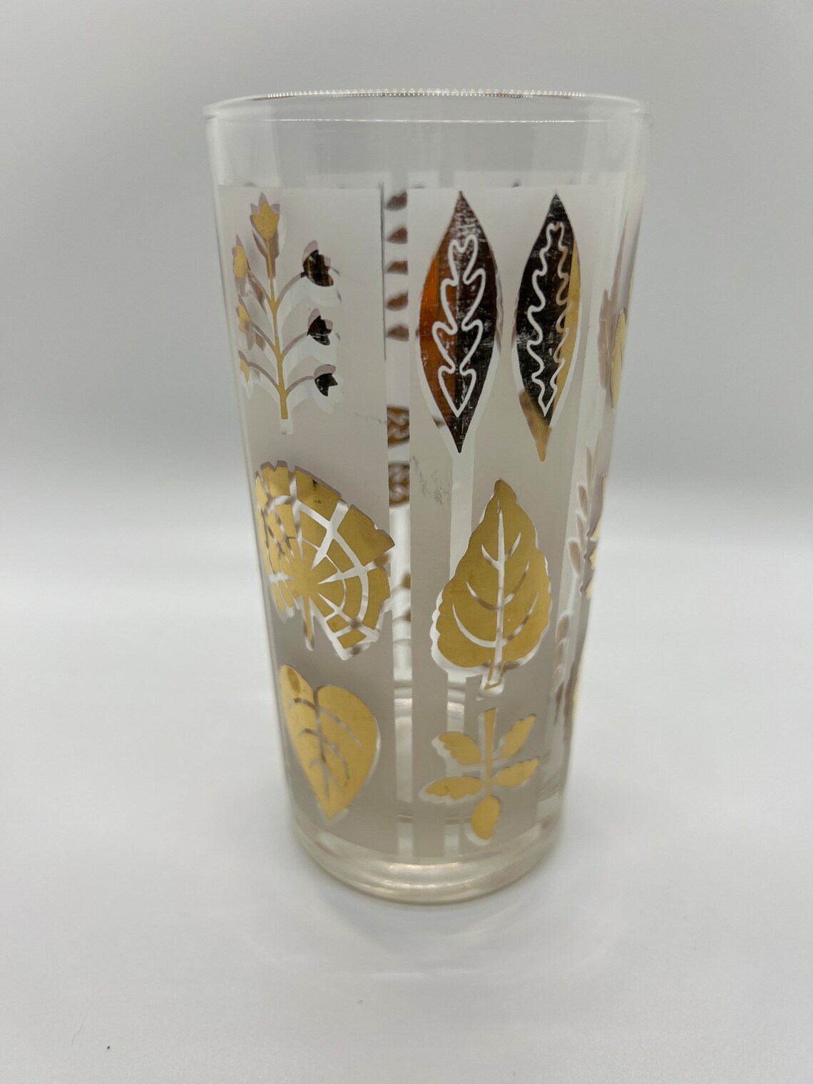 Midcentury Gold Leaf Glass Set - Etsy