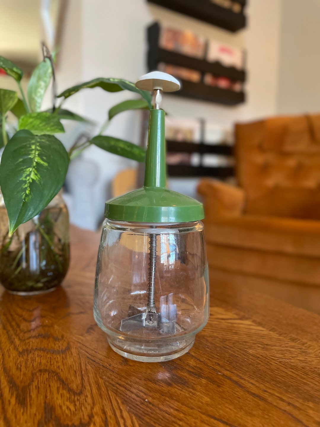 Avocado Green Chopper, Midcentury Kitchen, Glass Jar Chopper - Etsy