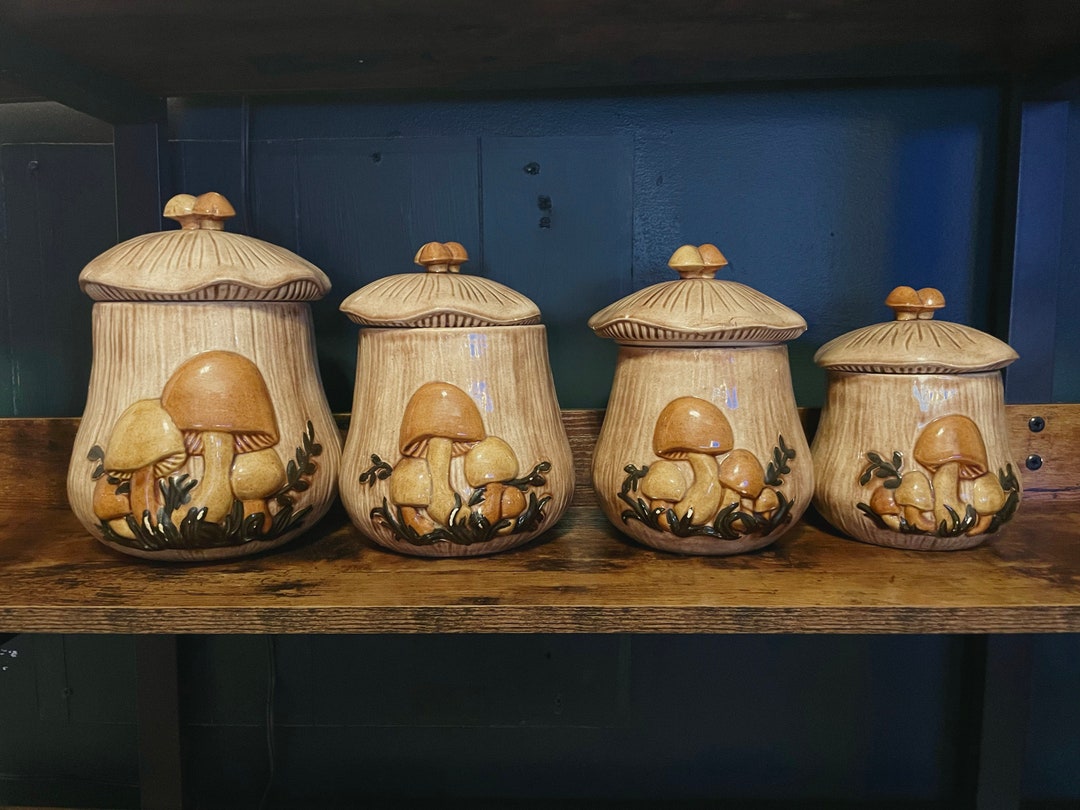 Merry Mushrooms by Arnel's Vintage 1970s Canister Set, Cottagecore ...