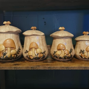 Merry Mushrooms by Arnel's Vintage 1970s Canister Set, Cottagecore ...