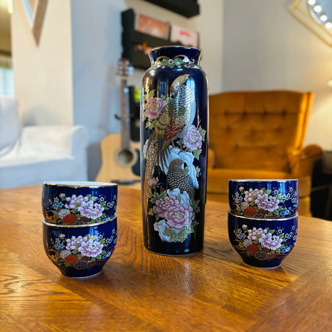 Japanese Decanter & 5 Tea Cup Set, Midcentury, Unique Kitchen, Tea Set ...