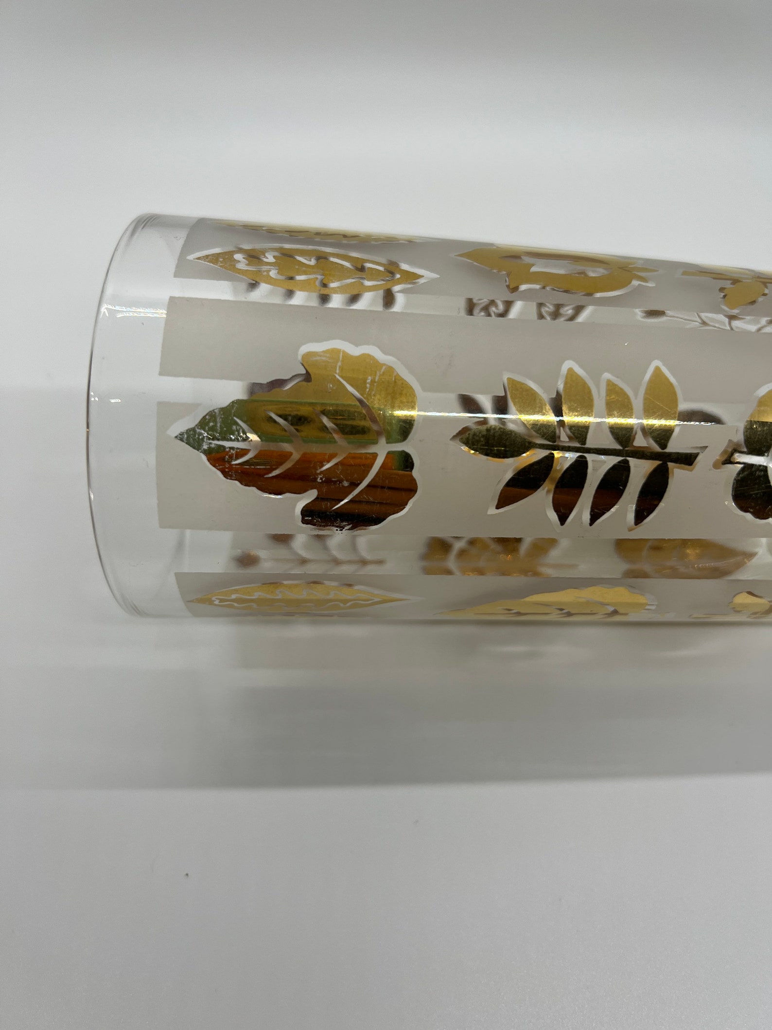 Midcentury Gold Leaf Glass Set - Etsy