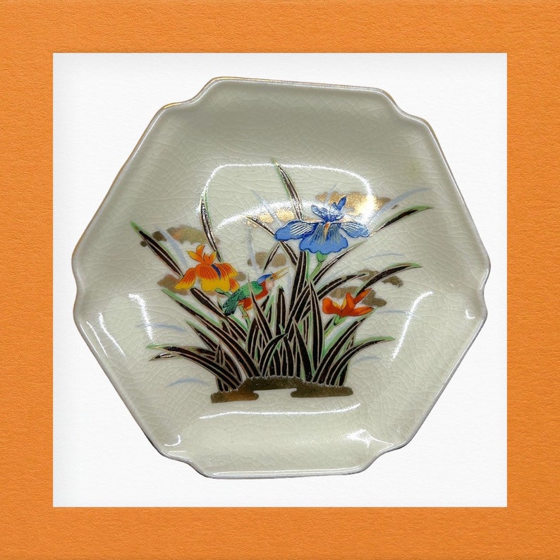 Vintage Japanese Fine Porcelain Six-sided Hand Painted Plate - Etsy