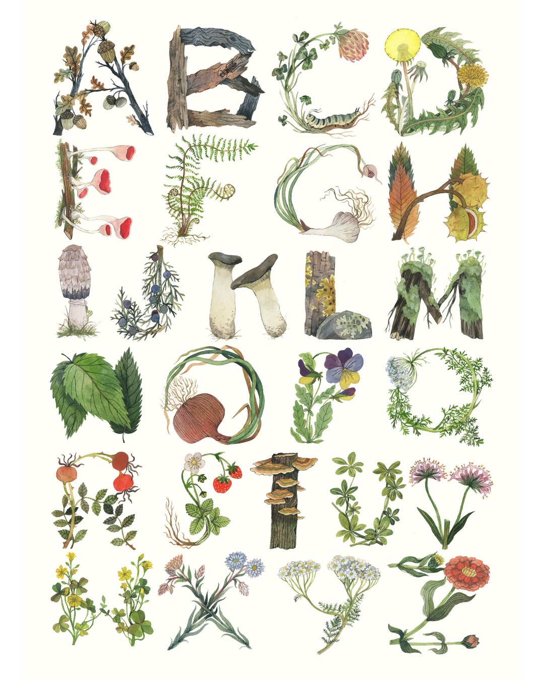 Natures Alphabet Print - Etsy
