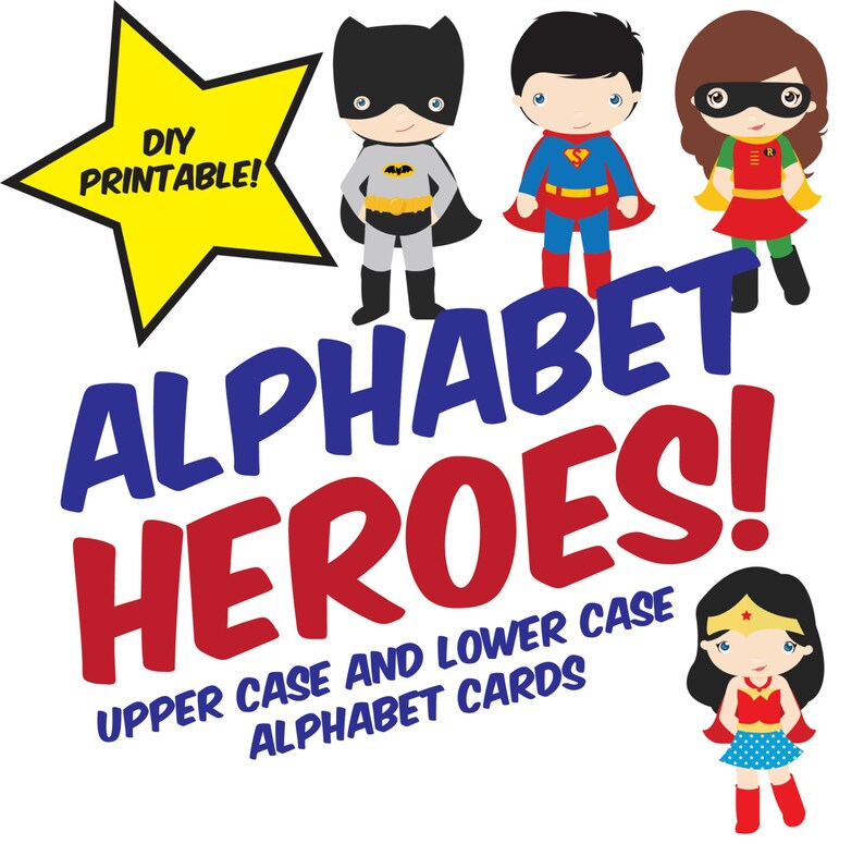 Printable Alphabet Heroes Flash Cards -- Instant Download - Etsy
