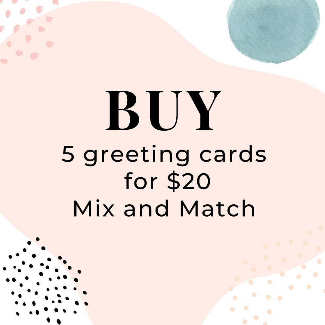 5 Cards Mix and Match Greeting Card Bundle Choose 5 Cards - Etsy