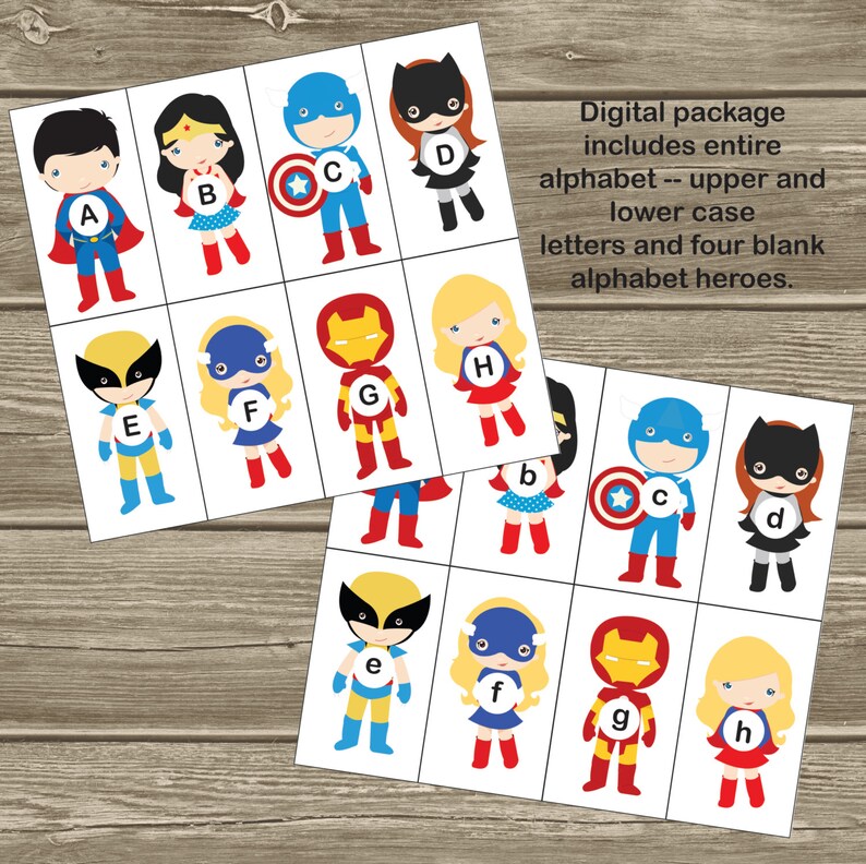 Printable Alphabet Heroes Flash Cards -- Instant Download - Etsy
