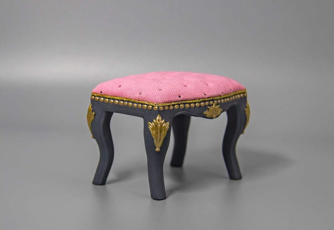 Ottoman for BJD 1:4 Dolls, 1/4 Doll Furniture (pink/gold/gray) - Etsy