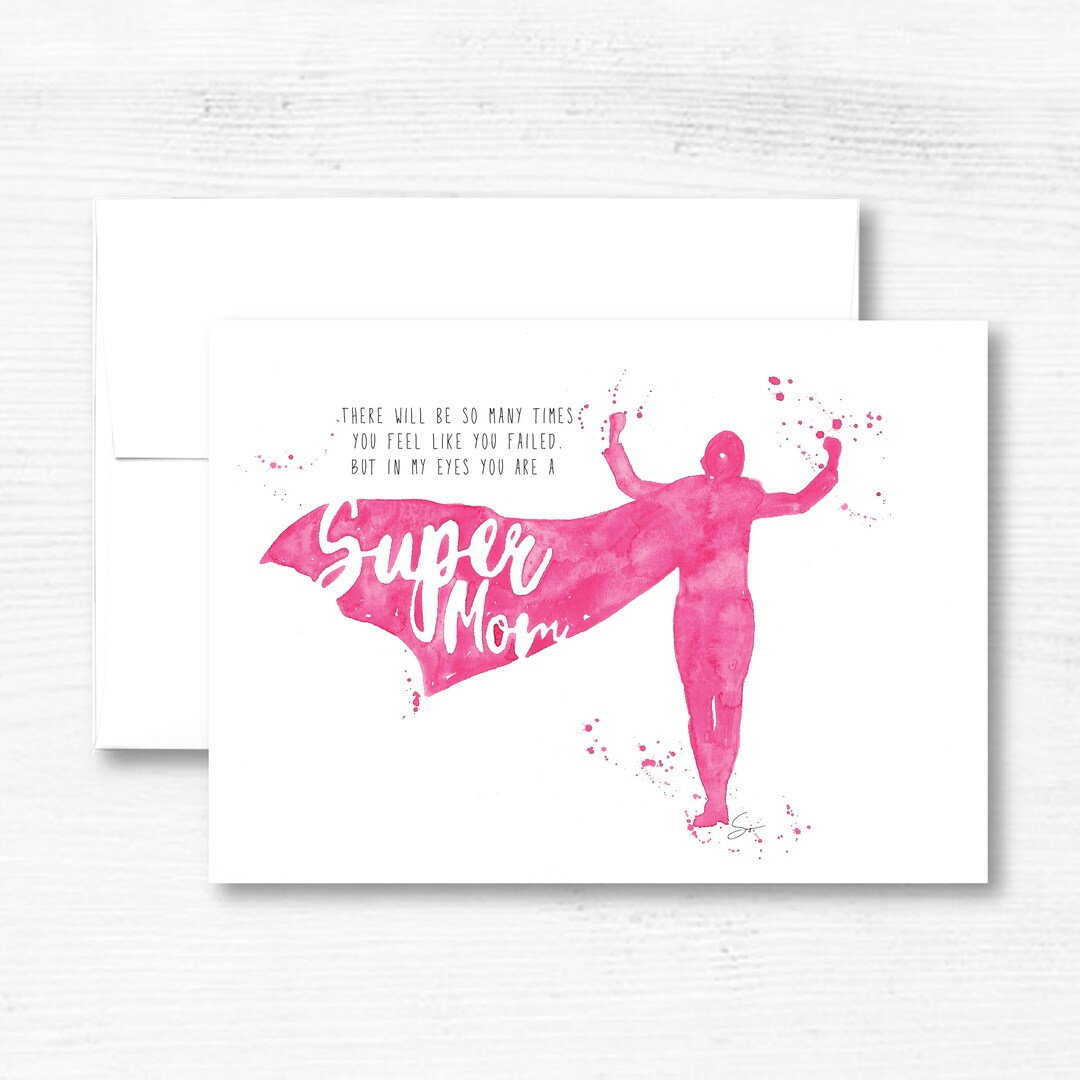 Supermom, Mother's Day Card, 1 Folded Card & Envelope - Etsy