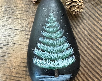 Christmas Tree Hand Painted Stone - Etsy