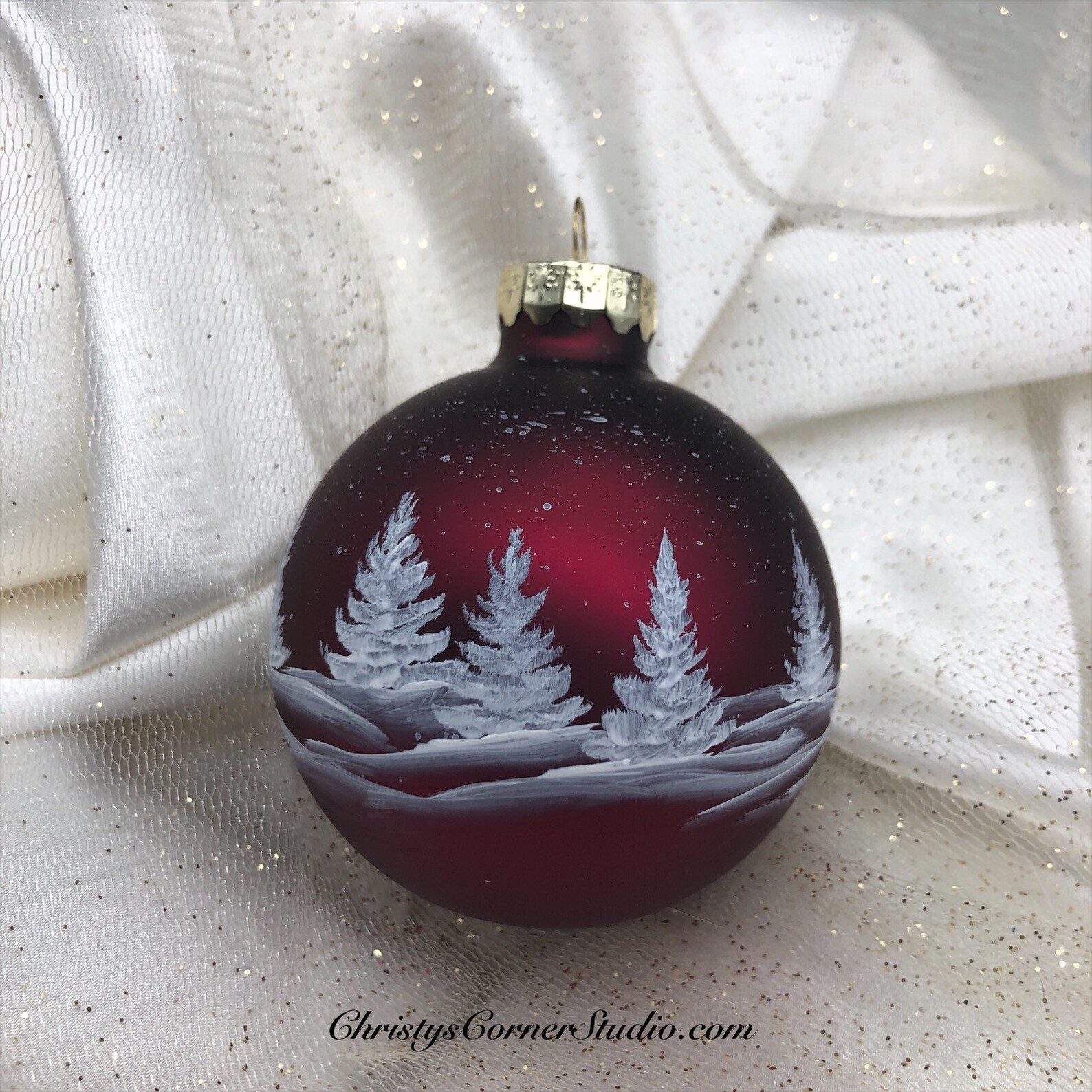 Raspberry Hand Painted Glass Christmas Ornament, Red Glass Ball, Winter ...