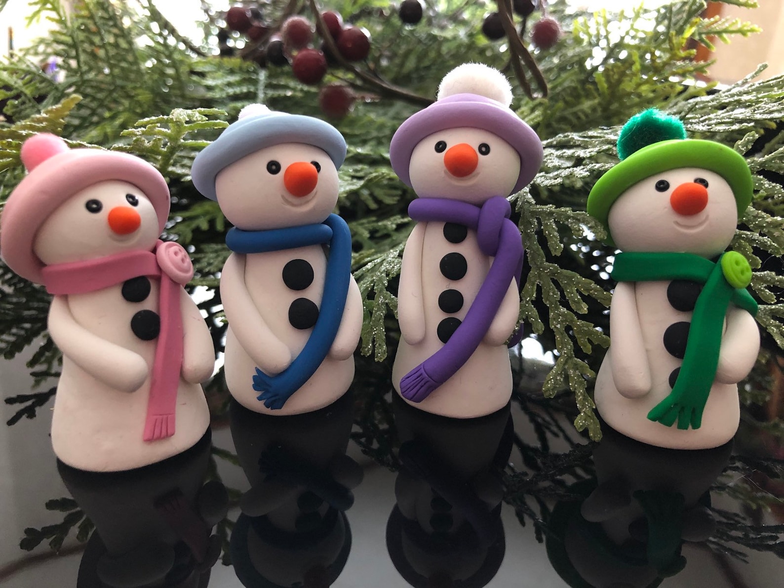 Blue Polymer Clay Snowman - Etsy