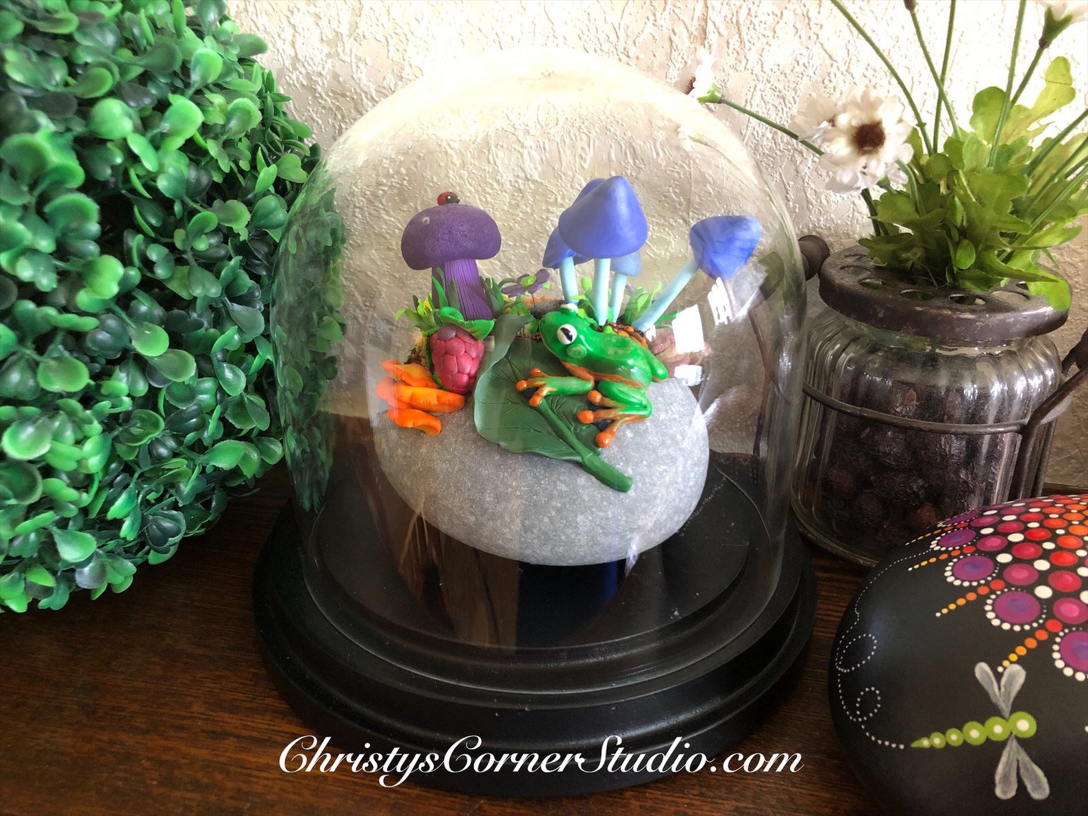 Miniature Rockscape, Polymer Clay Landscape on Rock, Standing on the ...