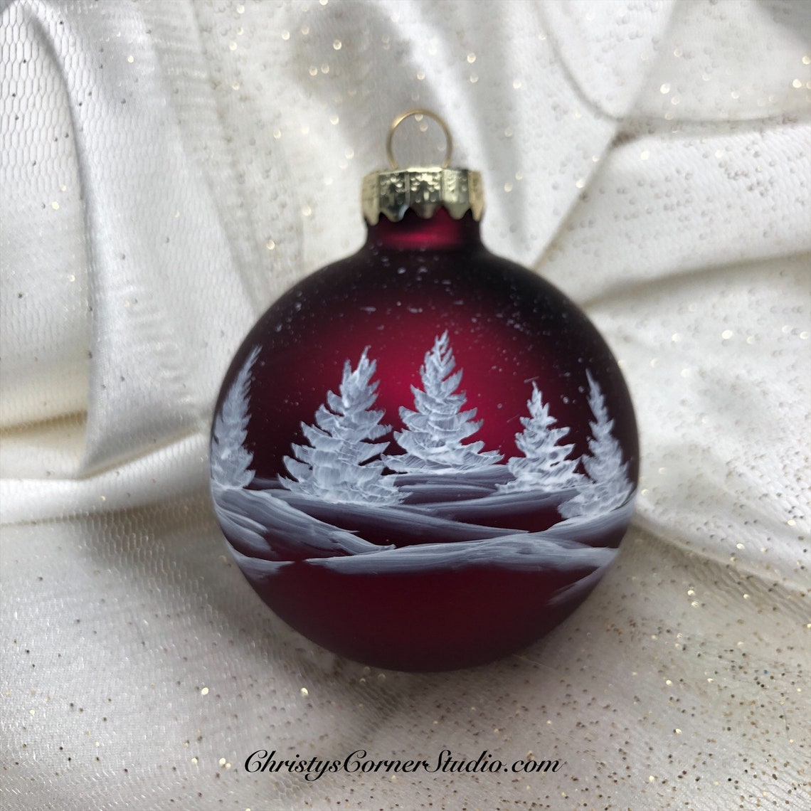 Raspberry Hand Painted Glass Christmas Ornament, Red Glass Ball, Winter ...