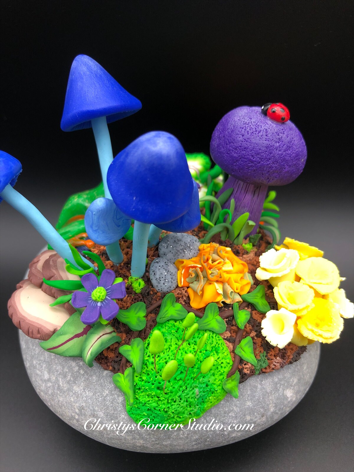 Miniature Rockscape, Polymer Clay Landscape on Rock, Standing on the ...