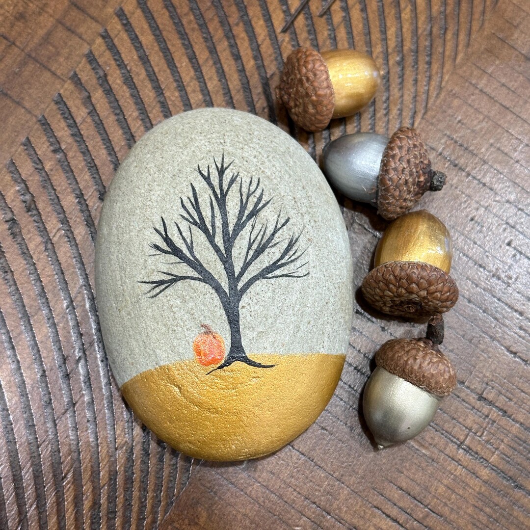 Fall Tree Hand Painted Stone - Etsy