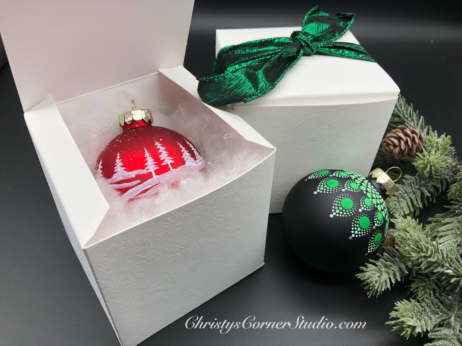 Raspberry Hand Painted Glass Christmas Ornament, Red Glass Ball, Winter ...