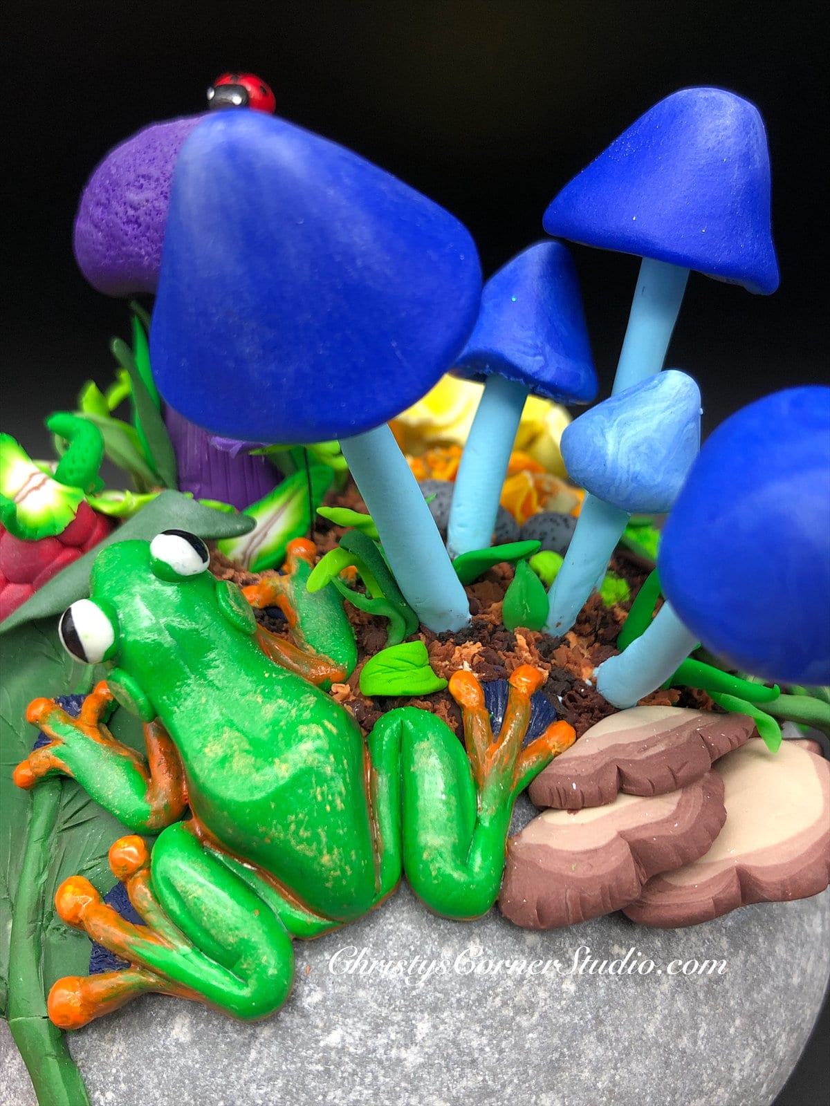 Miniature Rockscape, Polymer Clay Landscape on Rock, Standing on the ...