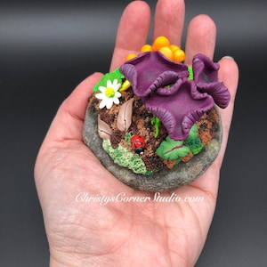 Miniature Rockscape, Polymer Clay Landscape on Rock, Standing on the ...
