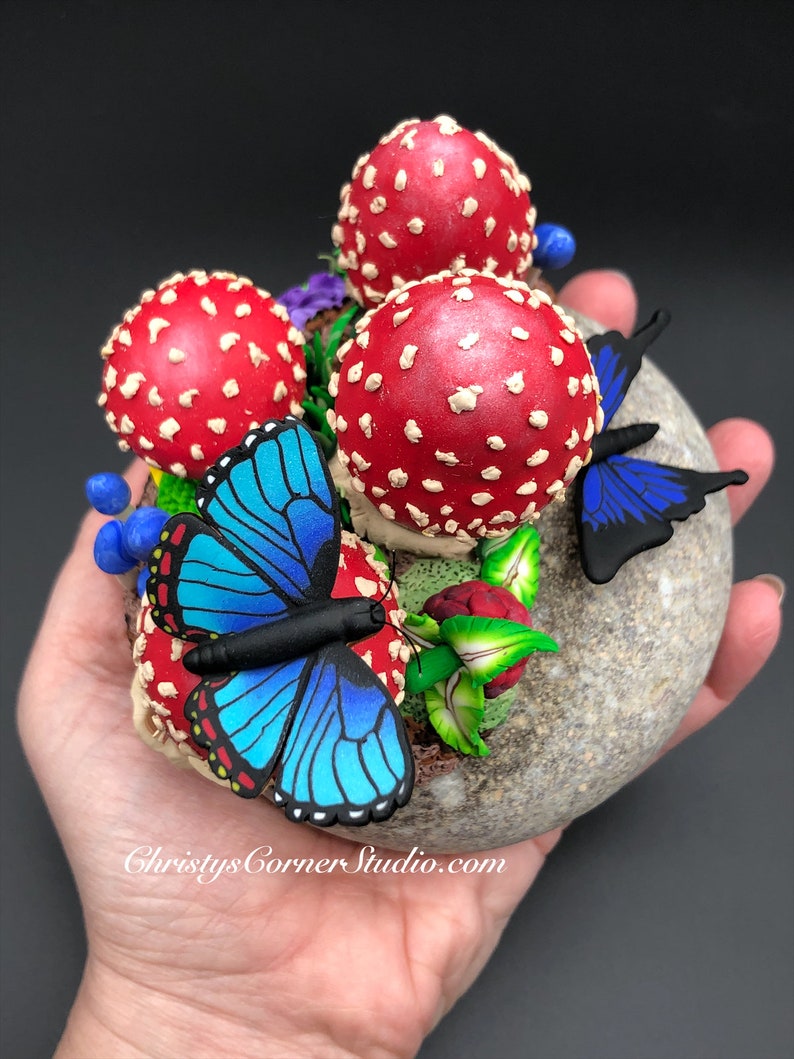 Miniature Rockscape Polymer Clay Landscape on Rock Standing - Etsy
