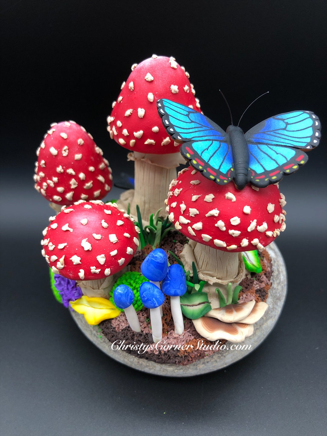 Miniature Rockscape, Polymer Clay Landscape on Rock, Standing on the ...