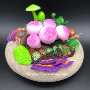 Miniature Rockscape, Polymer Clay Landscape on Rock, Standing on the ...