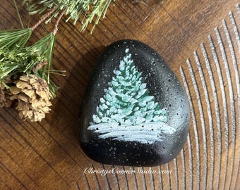 Christmas Tree Hand Painted Stone - Etsy