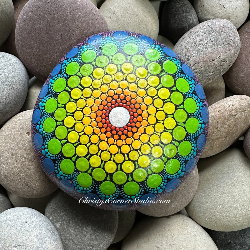 Mandala Rainbow Stone - Etsy