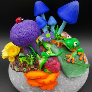 Miniature Rockscape, Polymer Clay Landscape on Rock, Standing on the ...