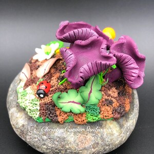 Miniature Rockscape, Polymer Clay Landscape on Rock, Standing on the ...