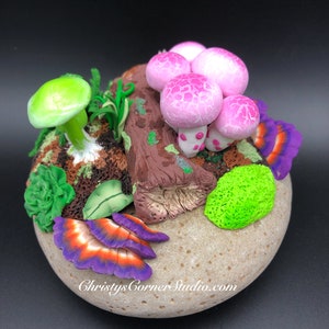 Miniature Rockscape, Polymer Clay Landscape on Rock, Standing on the ...
