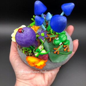 Miniature Rockscape, Polymer Clay Landscape on Rock, Standing on the ...
