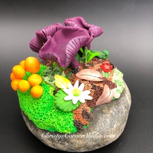 Miniature Rockscape, Polymer Clay Landscape on Rock, Standing on the ...