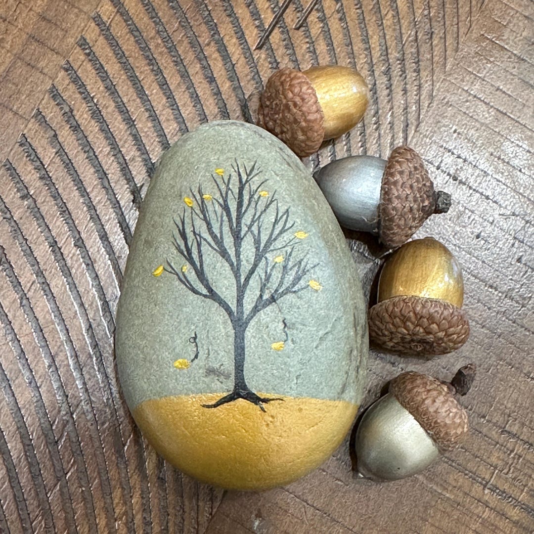 Fall Tree Hand Painted Stone - Etsy