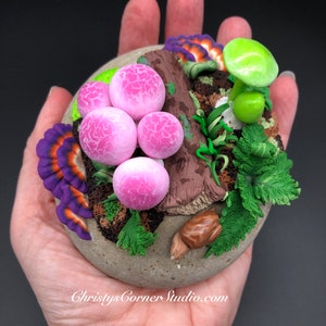 Miniature Rockscape, Polymer Clay Landscape on Rock, Standing on the ...