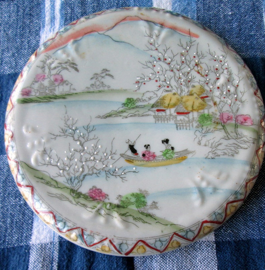 Tea Tile, Hand Painted Japanese Scene - Etsy