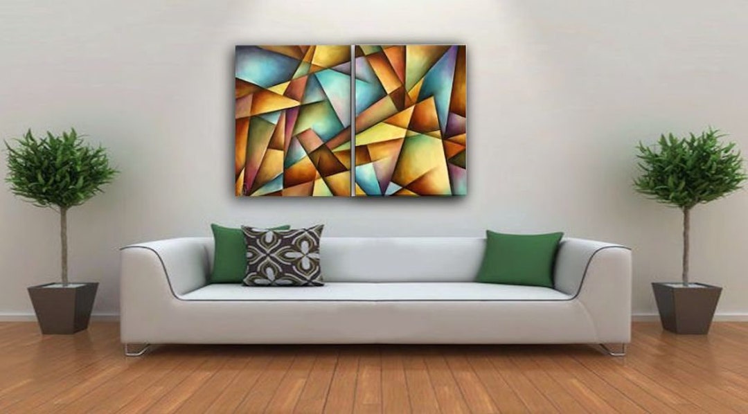 Mike Lang Geometric Art Painting 36 X 48 Contemporary DECOR Original - Etsy