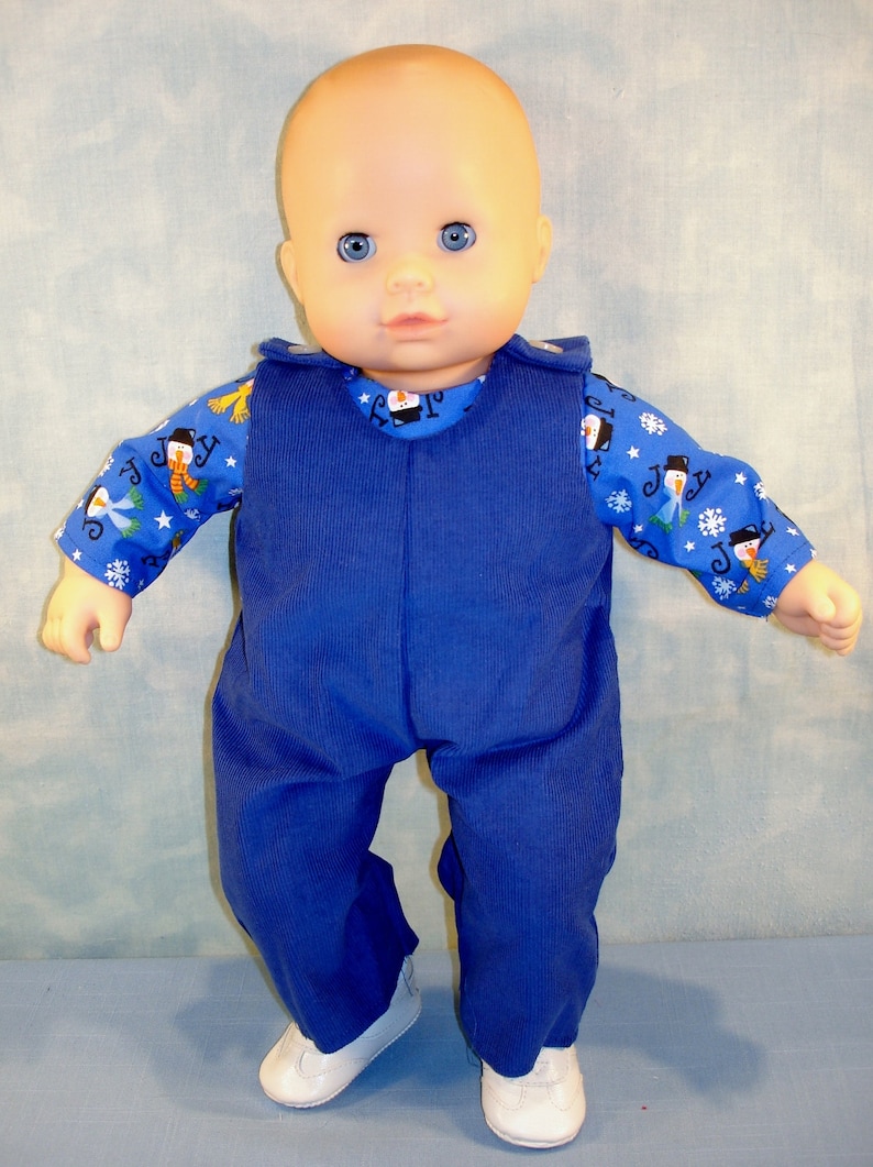 15 Inch Doll Clothes - Joy Snowmen Blue Overalls Boys Handmade by Jane ...