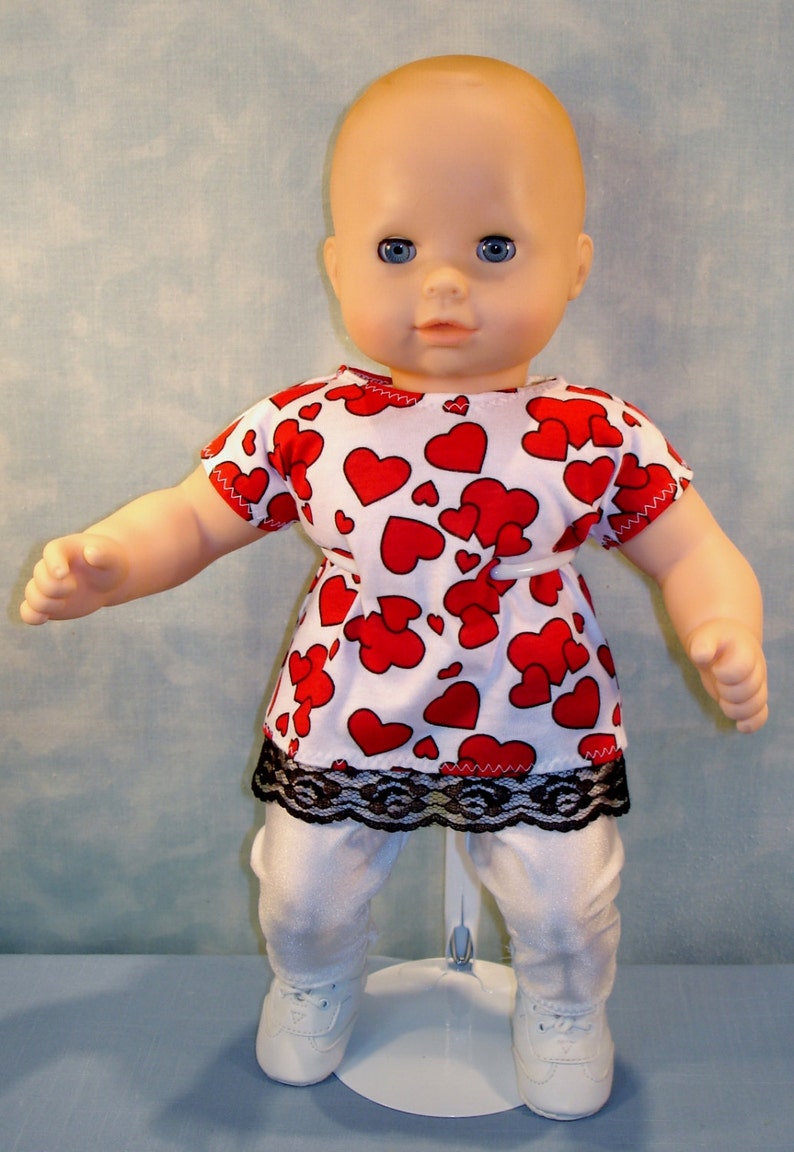 15 Inch Doll Clothes Hearts on White Pants Set Baby Made by - Etsy