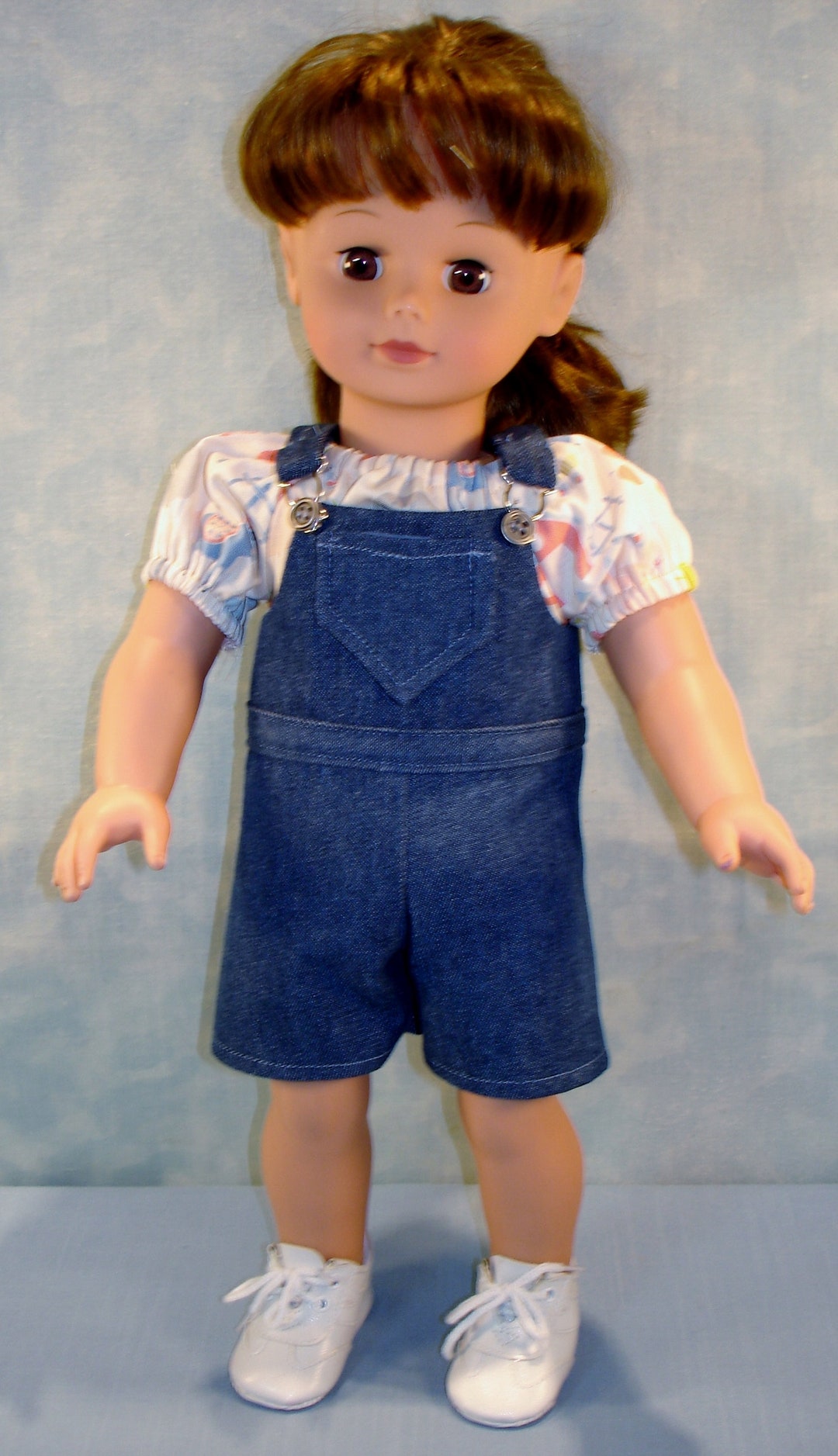 18 Inch Doll Clothes - Denim Overalls and Blouse Outfit Handmade by ...
