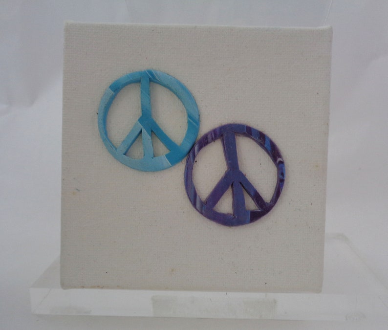 Peace Signs Triptych. Polymer Clay on Canvas - Etsy