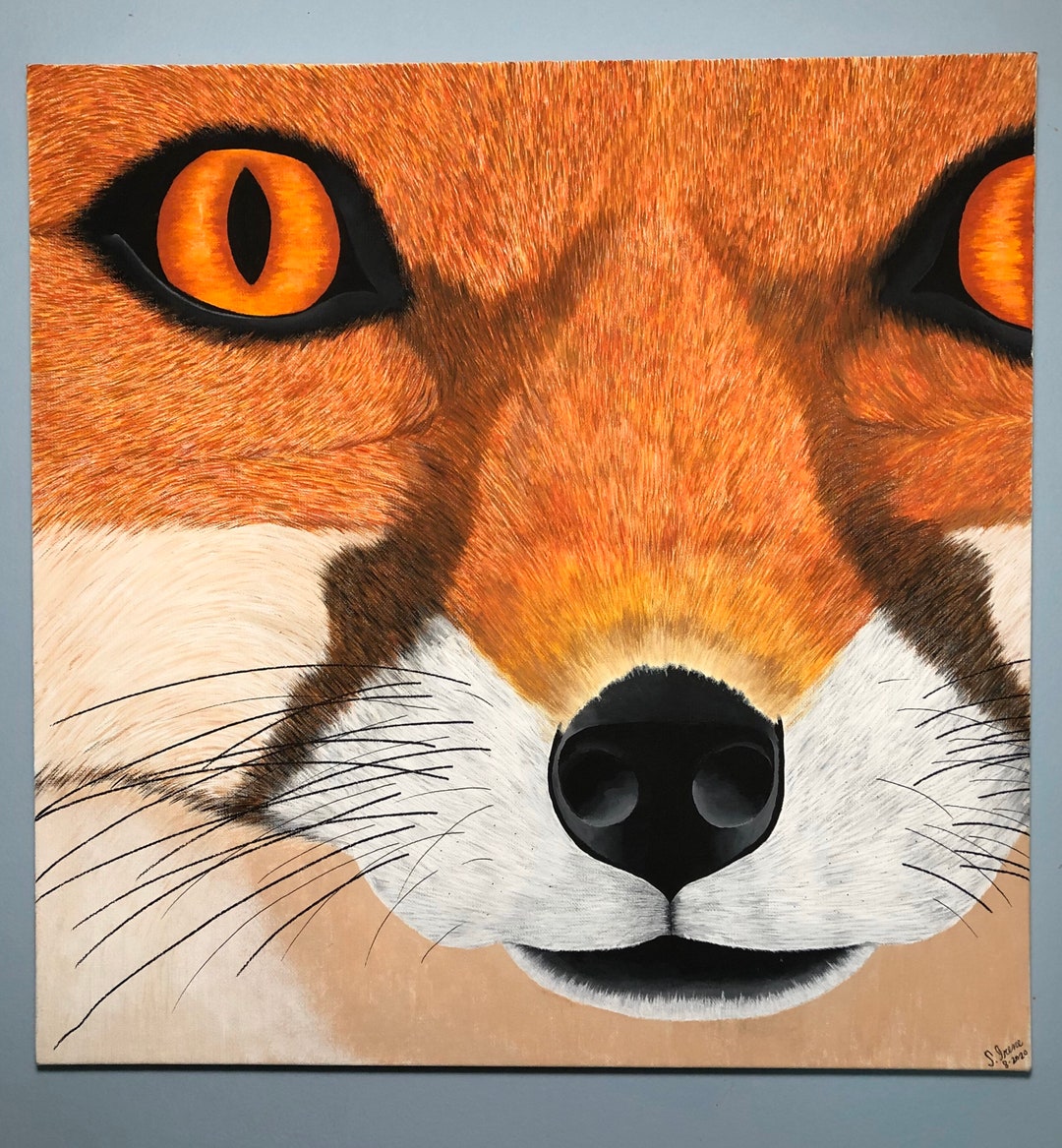Close up Acrylic Red Fox Face Painting-original - Etsy
