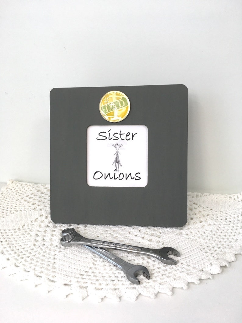 Number 1 Dad Father's Day Picture Frame Gifts Embellished Wooden Photo ...