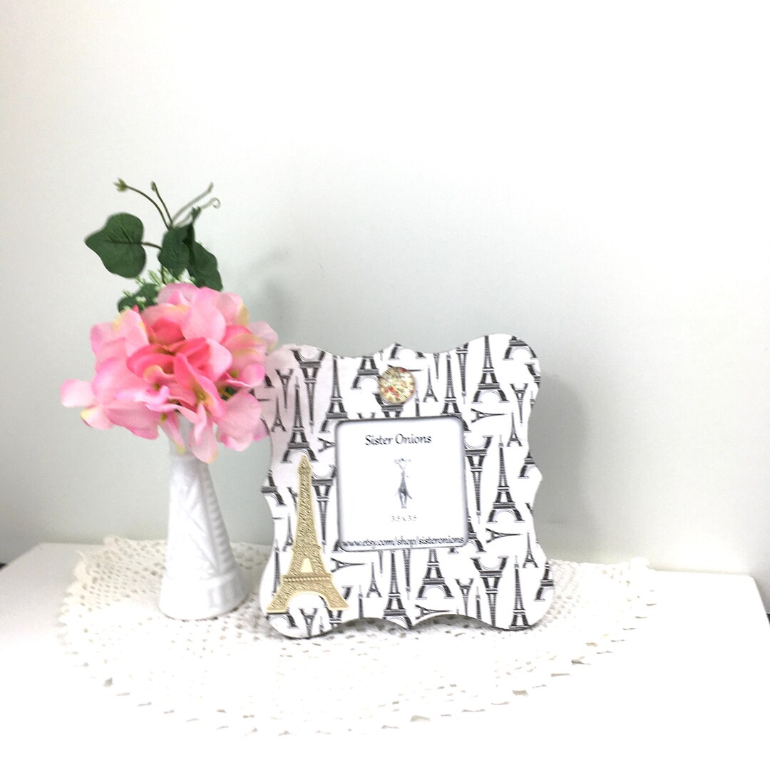 Destination Paris Decoupaged Embellished 8x8 Curvy Picture Frame Travel ...