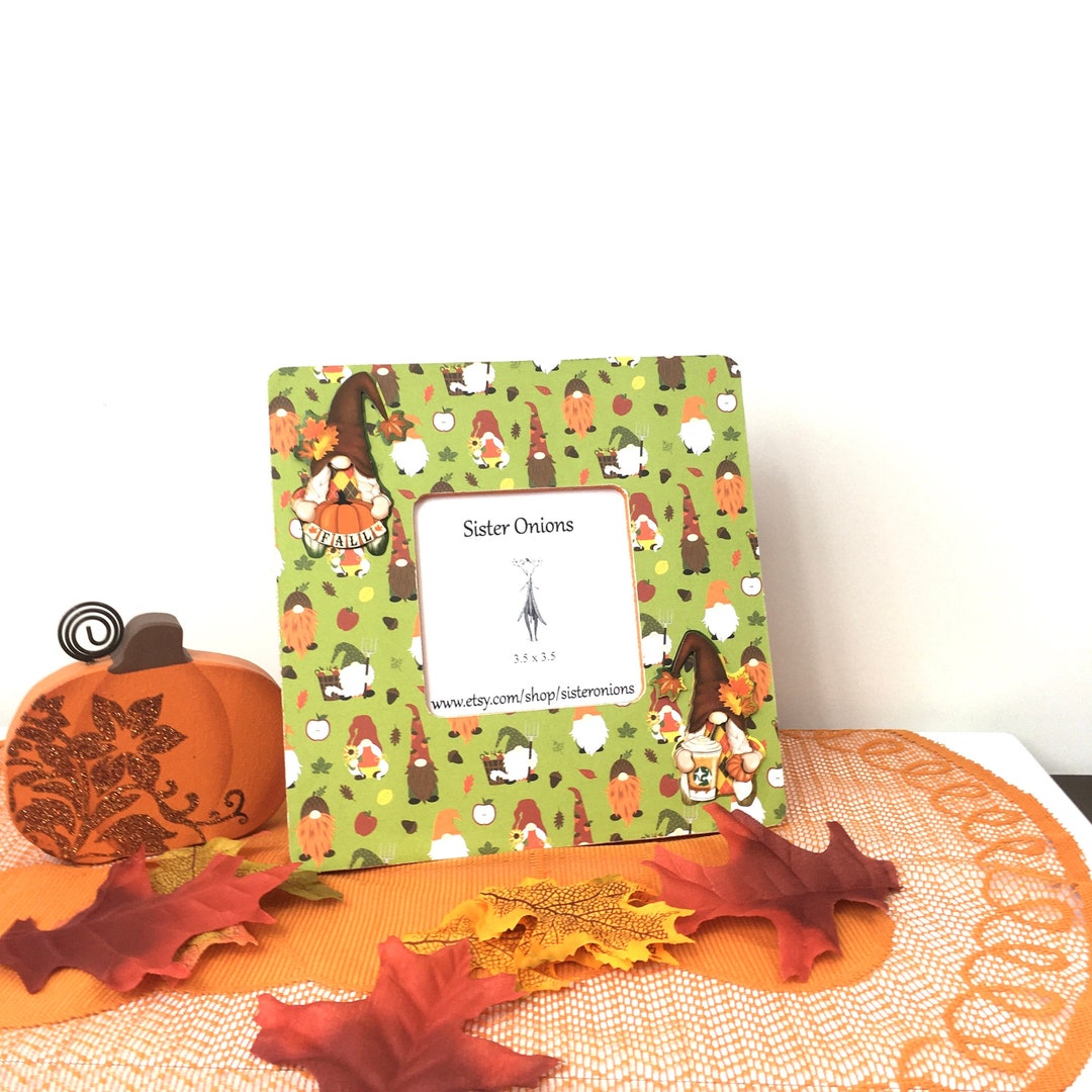Fall Gnomes 8x8 Decoupaged Picture Frame Pumpkin Patch Family Memories ...