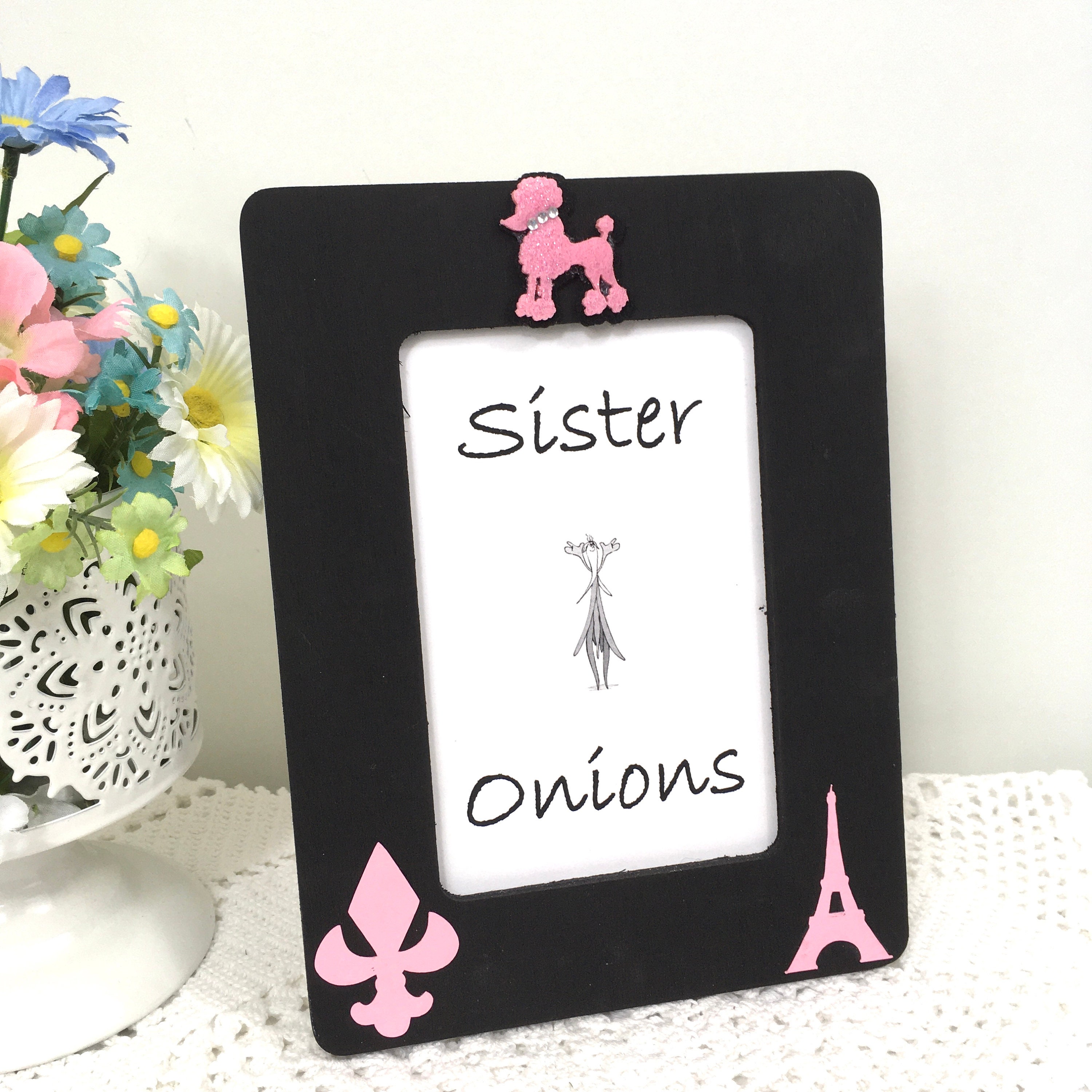 Beebee in Paris Embellished 4x6 Black and Pink Picture Frame European ...