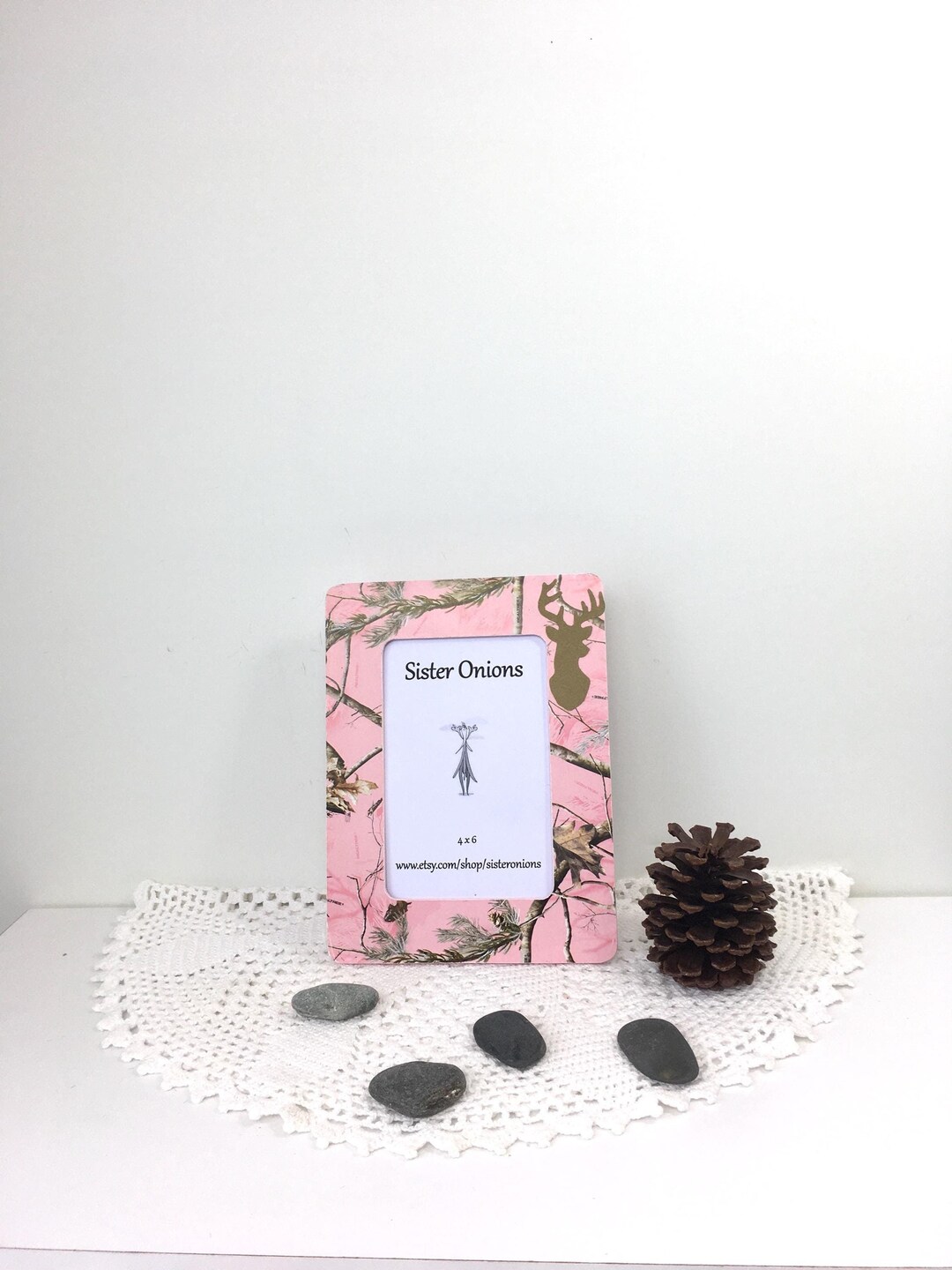 Huntress Decoupaged Embellished 4x6 Pink Camo Picture Frame Pink Camo ...